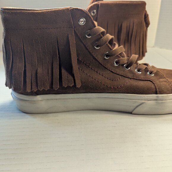 Vans | Shoes | Vans Sk8 Hi Moc Sneakers Unisex Shoes Brown Suede Fringe ...